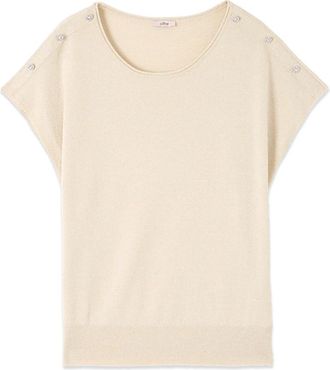 Oltre Femme, Pulls, Jaune, Taille: 40 FR Maille lurex avec boutons bijoux