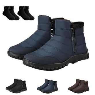 Generic Bottes de neige imperm&eacute;ables pour homme - Bottines thermiques l&eacute;g&egrave;res avec doublure en fourrure pour la randonn&eacute;e et le quotidien, bleu, 42 1/3 EU