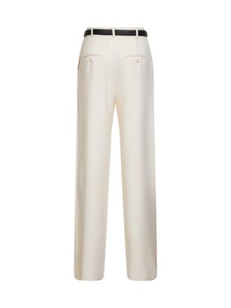 Max Mara Womens Beige Wide-Leg Cady Trousers Triacetate