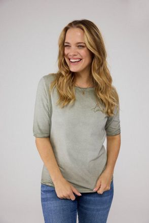 Lieblingsst&uuml;ck Rundhalsshirt CandiceEP mit Statement-Stickerei und im Batik-Look