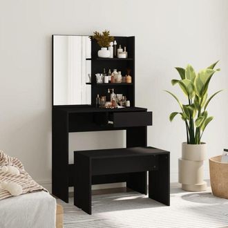 vidaXL Schminktisch-Set Schwarz 74,5 x 40 x 141 cm - Vidaxl
