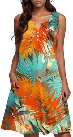 Generic Robe d&eacute;t&eacute; 2026 boh&egrave;me pour femme, robe d&eacute;t&eacute; 2025, ample, d&eacute;contract&eacute;e, &agrave; col rond, sans manches, avec poches, robe d&eacute;bardeur, bleu ciel, 3XL