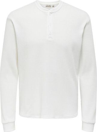 Only & Sons Herren Onstobie Reg Ls Henley Tee Noos, Bright White, Medium