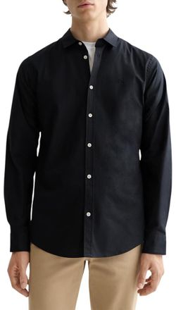 Scotch & Soda Herren Poplin Shirt, Black, XXL