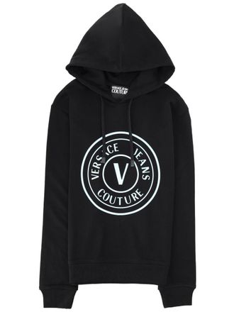 Versace Jeans Couture Logo Cotton Hooded Sweatshirt - Black