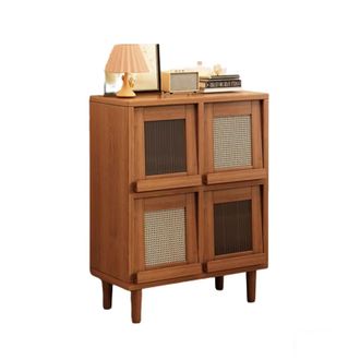 Generic Sideboard, multifunktionaler Aufbewahrungsschrank, Korbgeflecht + Acrylt&uuml;ren, Sideboard for das Wohnzimmer/Nachttisch for das Schlafzimmer, Funktional