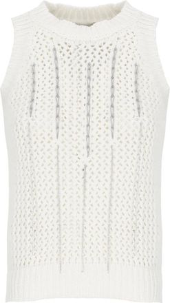 PESERICO Femme, Tops, Beige, Taille: 38 FR Top en coton c&ocirc;tel&eacute; &agrave; col rond
