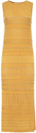 Akep Femme, Robes, Jaune, Taille: 40 FR Open-knit Striped Dress