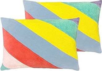 furn. Della Striped Polyester Filled Cushion - Twin Pack