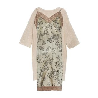 R13 Floral Motif Dress - - Dresses - Damen - Beige - M