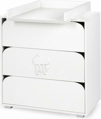 AC-Déco Ac-deco - Commode Nel Cloud à 3 tiroirs + plan de change - Blanc avec motif nuage - l 80 x h 83 x p 45 cm - Livraison gratuite