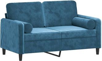 vidaXL 2-Sitzer-Sofa mit Zierkissen Blau 120 cm Samt vidaXL