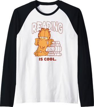 Garfield Reading is Cool Classic 90s Retro Raglan