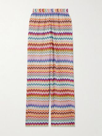 Missoni Pantalon Large En Mailles Crochetées Métallisées À Rayures Mare - Multicolore