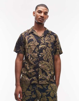 Tommy Hilfiger Chemise densemble en lin &agrave; manches courtes et imprim&eacute; fleurs - Bleu marine