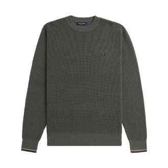 Fred Perry Gr&uuml;ner Pullover mit Wabenstruktur - - Knitwear - Herren - Gr&uuml;n - XL