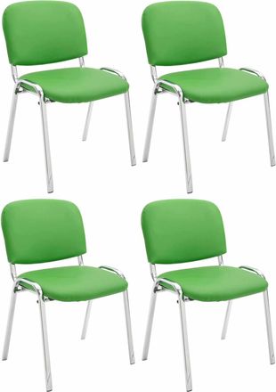 Clp 4er Set St&uuml;hle Ken Chrom Kunstleder I Gepolsterte Sitze I Stapelbar, Farbe:gr&uuml;n