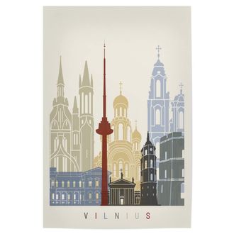 artboxONE Poster 75x50 cm St&auml;dte Vilnius Skyline-b hochwertiger Design Kunstdruck - Bild Vilnius Architektur Building