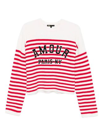 Maje Pullover mit Streifenstickerei - Nude