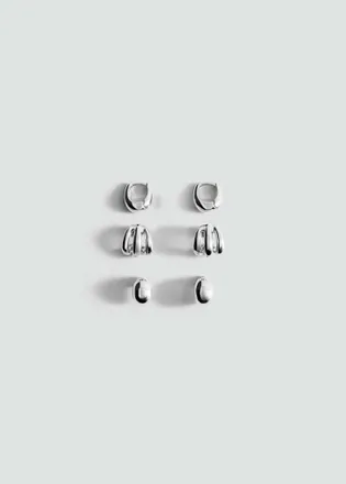 Mango Set boucles doreilles combin&eacute;es argent - Femme - Taille unique - MANGO