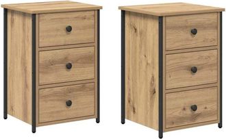 vidaXL Cabinet de chevet avec tiroir Marron Bois Recyclé Solide vidaXL