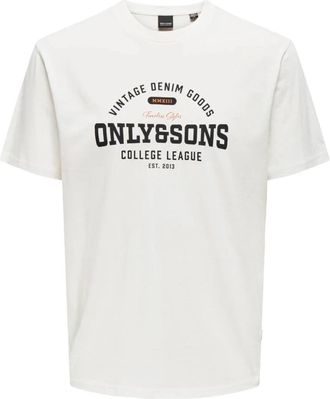 Only & Sons Vintage Print Tee - - Tops - Herren - Wei&szlig; - XS