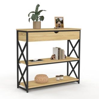 IDMarket Console 1 tiroir Wayne 2 &eacute;tag&egrave;res Design Industriel