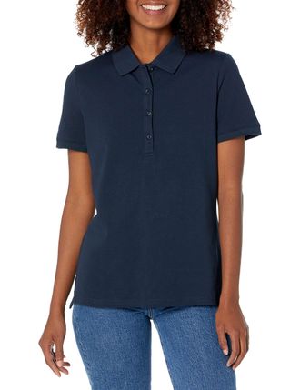 Amazon Essentials Damen Kurzärmeliges Poloshirt (Erhältlich In Übergröße), Marineblau, 3XL Große Größen