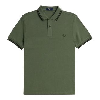 Fred Perry Gr&uuml;nes Twin Tipped Polo Shirt - - Tops - Herren - Gr&uuml;n - M