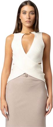 Kocca Femme, Tops, Blanc, Taille: 42 FR Top Tricot D&eacute;collet&eacute; Plongeant et D&eacute;coupes