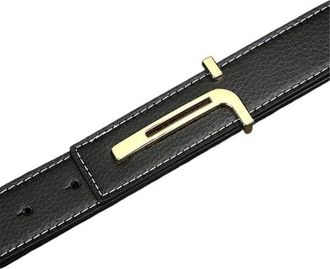 Generico Ceinture en cuir v&eacute;ritable pour homme avec boucle ardillon, dot&eacute;e dune boucle en alliage, parfaite pour les affaires et la mode(120 cm, noir)