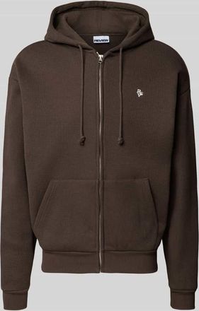 Review Regular Fit Sweatjacke aus Baumwoll-Mix mit Label-Stitching