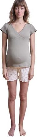 Vertbaudet Ensemble 2 pi&egrave;ces Pyjama Short Grossesse et Allaitement &eacute;cru 42/44