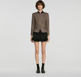 Sandro Veste de costume en laine ray&eacute;e