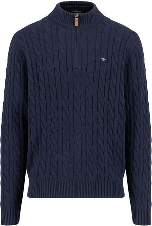 Fynch-Hatton Herren Troyer - Zopfmuster, Baumwolle, hoher Kragen mit Rei&szlig;verschluss Navy / 3XL