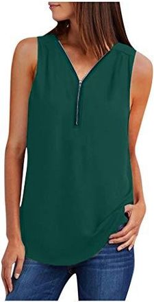 Generic Debardeur Femme Chic et &eacute;l&eacute;gant Chemisier sans Manche D&eacute;bardeur Court Top Ete Haut Chic et Elegant Caraco Vetement Femme Tee Shirt sans Manche Fluide 