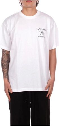 Carhartt Work in Progress Homme, Tops, Blanc, Taille: S T-shirt Logo frontale e stampa posteriore