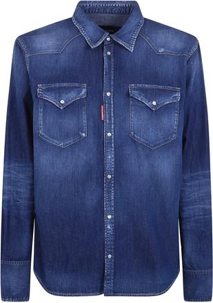 Dsquared2 Homme, Chemises, Bleu, Taille: 3XL Chemise Western Classique