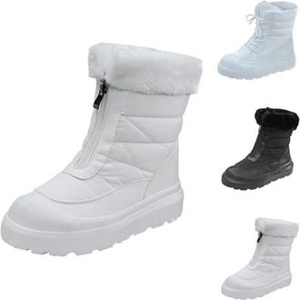 Generic Chaussures de randonnée pour femme - Bottes dhiver pour femme - Largeur H - Bottes dhiver chaudes - Bottes de neige légères à lacets - Bottes dhiver i