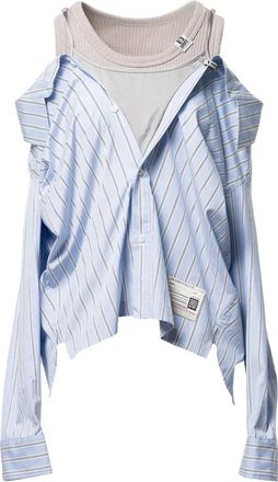 Miharayasuhiro Mihara Yasuhiro, Femme, Blouses et Chemises, Bleu, Taille: 38 FR Layered Stripe Shirt