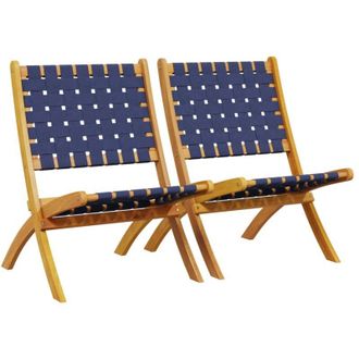 vidaXL Chaises de jardin pliantes lot de 2 bois dacacia solide tissu vidaXL
