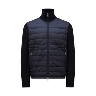 Moncler Gepolsterte Woll-Strickjacke Marineblau - - Knitwear - Herren - Blau - 2XL