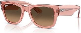 Ray-Ban Mega Wayfarer Sonnenbrillen Pink Transparent Fassung Braun Glas 51-21