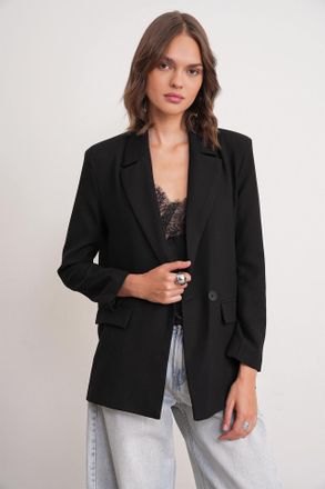 Mixray Lang&auml;rmliger gekn&ouml;pfter Blazer