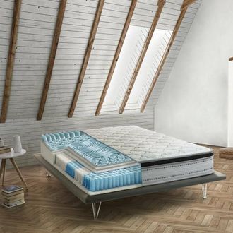 Talamo Italia Porzia-Doppelmatratze, abnehmbarer Bezug aus Memory Foam+Gel und Taschenfedern, 100 % Made in Italy, milbenhemmend und hypoallergen, 160 x 200 x 27 cm
