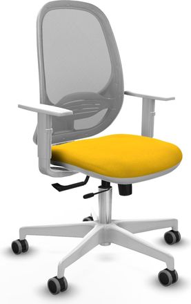 Piqueras y Crespo Cilanco B&uuml;rostuhl aus Stoff mit wei&szlig;en Armlehnen, h&ouml;henverstellbare Lendenwirbelst&uuml;tze, ausgestattet mit Syncro/Translack und Schneideschaum, Grau/Gel