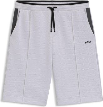 BOSS Herren Shorts TL Relaxed-Fit Shorts aus gestepptem Jacquard Weiß L
