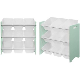 Sweeek Sweeek - Lot de 2 meubles de rangement pour enfant vert c&eacute;ladon. 18 casiers. 64x29.5x60cm
