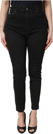 Dolce & Gabbana Femme, Jeans, Noir, Taille: 46 FR Jean Skinny en denim de coton taille haute