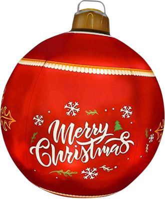 Amosfun Aufblasbare Weihnachtskugel aus Kunststoff Gro&szlig;e Garten Dekoration f&uuml;r Terrasse und Au&szlig;enbereich Rote Weihnachtsdeko Als Festlicher Christbaumschmuck